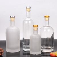 China Customization Clear Glass Vodka Whiskey Gine Bottles with Lid Collar Material Provided for sale
