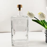 China Glass Beverage Bottle 750ml 500ml for Gin Whisky Vodka Brandy Customized Square Shape for sale