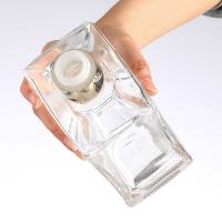 China Industrial Beverage Square Glass Wine Bottles with Cork 700ML Transparent European Vodka for sale