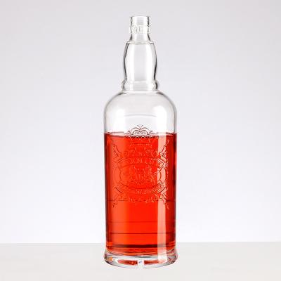 China 550ml/700ml/750ml Wine Red Wine Spirits Glass Bottle with Screw Cap Big Belly Design for sale