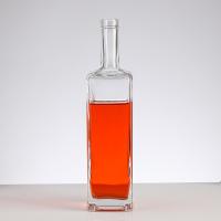 China Transparent Square Glass Wine Bottles European Vodka Bottles 700mL Glass Collar SCREW CAP for sale