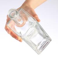 China Transparent Square Glass Wine Bottles European Vodka Bottles 700mL Glass Collar SCREW CAP for sale