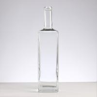 China Transparent Square Glass Wine Bottles European Vodka Bottles 700mL Glass Collar SCREW CAP for sale