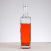 China Transparent Square Glass Wine Bottles European Vodka Bottles 700mL Glass Collar SCREW CAP for sale