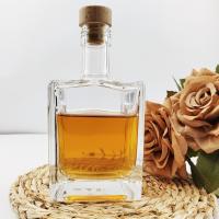 China 1000ML Glass Cubic Wine Bottle with Cork Cap made of Transparent Glass Material for sale