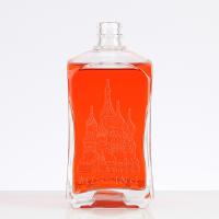China Clear Glass Collar 750ml Embossed Bottle for Alcoholic Beverages and Drinks for sale