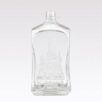 China Clear Glass Collar 750ml Embossed Bottle for Alcoholic Beverages and Drinks for sale