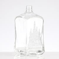 China Clear Glass Collar 750ml Embossed Bottle for Alcoholic Beverages and Drinks for sale