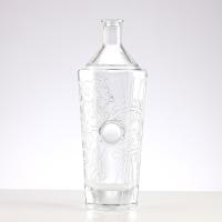 China Clear Customized Twist Pattern Liquor Spirit Wine Brandy Bourbon Tequila Glass Bottle for sale