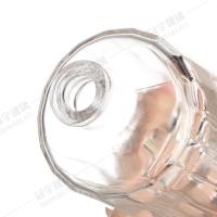 China Acceptable Customer's Logo Creative Clear Wine Bottle Short Neck Liquor Wine Glass Bottle for sale