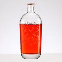 China Whisky Brandy Vodka Glass Bottle 500ml 700ml with Cork Seal and Glass Collar for sale