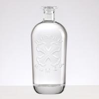 China Whisky Brandy Vodka Glass Bottle 500ml 700ml with Cork Seal and Glass Collar for sale