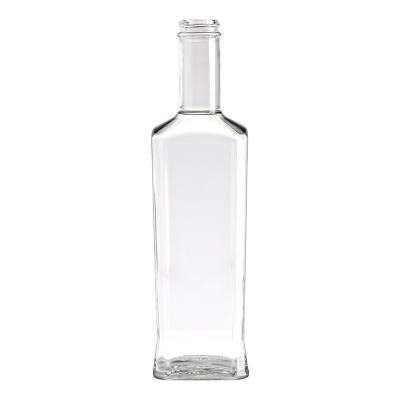 China Customized Logo 500ml Square Flat Glass Bottle for Liquor/Spirits/Vodka/Whisky/Rum/Brandy for sale