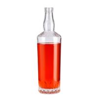 China 750ml Custom Design Glass Whisky Bottle with Cork Clear and Collar Material Glass for sale