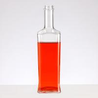 China Customized Logo 500ml Square Flat Glass Bottle for Liquor/Spirits/Vodka/Whisky/Rum/Brandy for sale