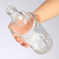 China 750ml Custom Design Glass Whisky Bottle with Cork Clear and Collar Material Glass for sale