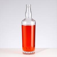 China 750ml Custom Design Glass Whisky Bottle with Cork Clear and Collar Material Glass for sale