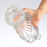China Custom Design Round Shape 750ml Glass Whisky Bottle with Cork and Clear for sale