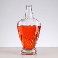 China Custom Design Round Shape 750ml Glass Whisky Bottle with Cork and Clear for sale