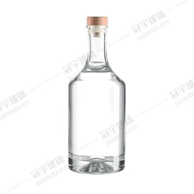 China Acid Etch Surface Round Shape 750ML RUM WHISKEY Glass Bottles for Alcohol Packaging for sale