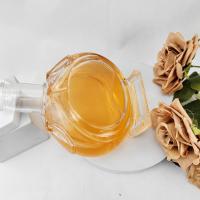 China Clear Square Wine Glass Bottle Whiskey Liquor Bottles with Glass Cap Round Shape Collar Material Glass for sale