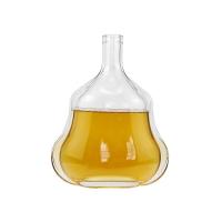China 1000ML Gourd Shape Spirits Brandy Glass Bottle with Stopper Clear and Unique Design for sale