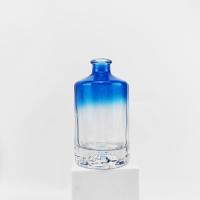 China 500ml 700ml Luxury Gradient Blue Glass Wine Bottle with Hot Stamping Surface Handling for sale
