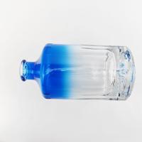 China 500ml 700ml Luxury Gradient Blue Glass Wine Bottle with Hot Stamping Surface Handling for sale