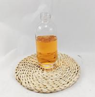 China Inside Engraving 250ml Clear Frosted Vodka Glass Bottle with Wooden Cork Stopper for sale