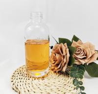 China Inside Engraving 250ml Clear Frosted Vodka Glass Bottle with Wooden Cork Stopper for sale