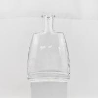 China 500ml Clear Flat Round Empty Whiskey Spirit Tequila Vodka Brandy Glass with Stopper for sale