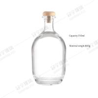 China Acceptable Customer's Logo Glass Products 500ml 750ml Empty Alcohol Bottle with Cork for sale