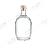 China Acceptable Customer's Logo Glass Products 500ml 750ml Empty Alcohol Bottle with Cork for sale