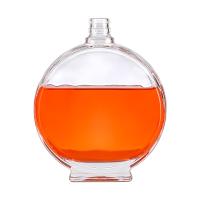 China Eco-friendly Glass Body Brandy Bottle Flat Transparent Glass Bottle for XO Brandy for sale