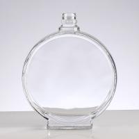 China Eco-friendly Glass Body Brandy Bottle Flat Transparent Glass Bottle for XO Brandy for sale