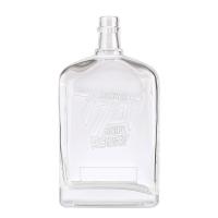China 750ml 620g Flint Square Engraved Glass Wine Bottle with Acid Etch Surface Handling for sale