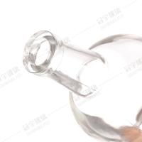 China Glass Products Clear Round Brandy Gin Rum Vodka Tequila Liquor Bottle with Cork Stopper for sale