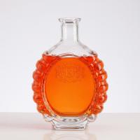 China Hot Stamping 500ML Ultra Clear Brandy Glass Bottle With Embossed Logo for sale