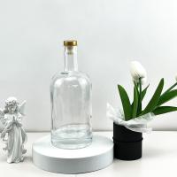 China Glass Beverage Bottle 700ml 750ml 1L Nordic Empty Rum Whisky Vodka Spirit With Cork for sale