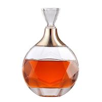 China Wine 250ml 400ml 700ml Clear Mini Wine Glass Bottle Brandy Liquor Bottles with Glass Cap for sale