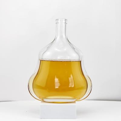 China Acid Etch Surface Handling Transparent 500ml/1l Glass Bottle for of Round Shape Wine for sale