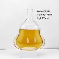 China Acid Etch Surface Handling Transparent 500ml/1l Glass Bottle for of Round Shape Wine for sale