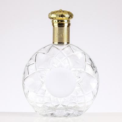 China 750 ML Flat Design Glass Bottle With Stopper For Liquor Spirits SCREW CAP Sealing Type for sale