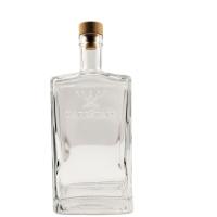 China Glass Collar 750ml 500ml 375ml 200ml 100ml Vodka Spirit Gin Rum Glass Bottle with Cork for sale
