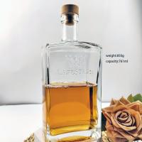 China Glass Collar 750ml 500ml 375ml 200ml 100ml Vodka Spirit Gin Rum Glass Bottle with Cork for sale