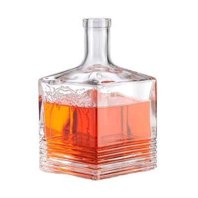 China Custom Color 500ml 700ml 750ml Nordic Empty Rum Whisky Vodka Spirit Glass Liquor Bottle With Cork For Liquor Whiskey for sale