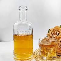 China Custom Glass Bottle for Vodka Spirits High Polymer Plug Transparent Cylindrical Shape for sale