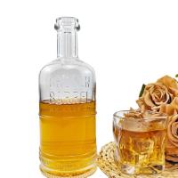 China 500ml 750ml Round Glass Bottle for Whiskey Gin Vodka Spirits Alcoholic Beverages for sale