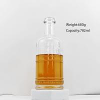 China 500ml 750ml Round Glass Bottle for Whiskey Gin Vodka Spirits Alcoholic Beverages for sale