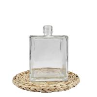 China Glass Cube Shape Transparent Clear Empty Thicken Wall Liquor Wine Bottle with Material for sale